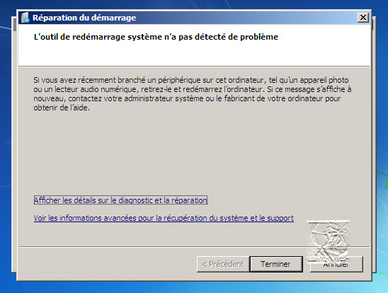 Windows 7 - Réparation du démarrage par la console WinRE (Options ...
